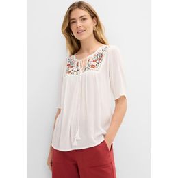 bonprix Damen bonprix Tunika Casual Stil, A-Linie Passform, Kurzarm-Design, mit Stickerei wei&szlig; 50