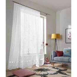 OTTO home Gardine &raquo;Eby&laquo; Kr&auml;uselband 1 Stk. tlg. Vorhang, Fertiggardine, Store, transparent wei&szlig; Satin, Polyester 100cm, Kr&auml;uselband, 300cm