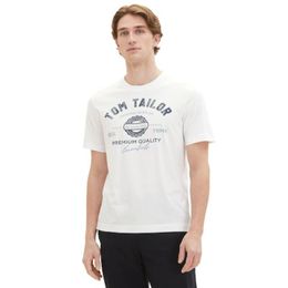 Tom Tailor Herren Tom Tailor T-Shirt mit gro&szlig;em Logofrontprint wei&szlig; 3XL