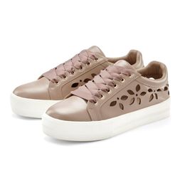 Lascana Damen Lascana Sneaker mit kleinen Cut-Outs, Schn&uuml;rhalbschuhe, Freizeitschuhe VEGAN grau 40