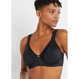 bonprix Damen bonprix Minimizer-BH 1 nahtloser BH im zarten Meshlook schwarz 80, Cup H