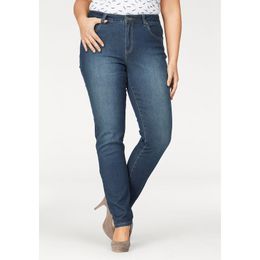 Arizona Damen Slim-fit-Jeans &raquo;Curve-Collection&laquo; hohe Leibh&ouml;he, Five-Pocket-Design, Zip-Fly blau 48, N-Gr