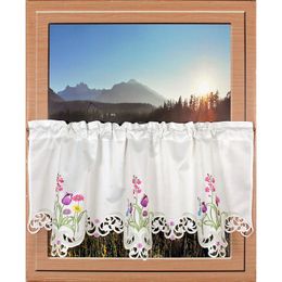 HOSSNER - ART OF HOME DECO Querbehang &raquo;Blumensee&laquo; Stangendurchzug 1 Stk. tlg. m. Cut-Outs bunt Ausbrenner, Polyester 50cm, Stangendurchzug, 120cm