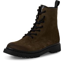 Tamaris Damen Schn&uuml;rstiefelette , Blockabsatz, Schn&uuml;rboots, Herbstschuh mit Ziern&auml;hten gr&uuml;n 36
