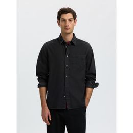 Selected Herren Selected Langarmhemd &raquo;SLHREGCARLO DENIM LS SHIRT NOOS&laquo; Baumwolle, regular fit schwarz XL, N-Gr
