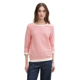 Tom Tailor Denim Damen Tom Tailor Denim Sweatshirt, mit gestreifter Optik und mit gerafften &Auml;rmeln rot XXL (44)