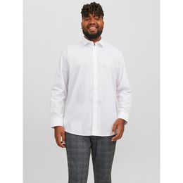 Jack & Jones PlusSize Jack & Jones Plussize Herren Jack & Jones PlusSize Langarmhemd &raquo;JJJOE SHIRT LS PLAIN PLS&laquo; Materialmix, normal geschnitten wei&szlig; 4XL, N-Gr
