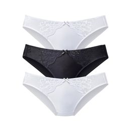 Petite Fleur By Lascana Damen petite fleur by Lascana Slip Packung, 3 St&uuml;ck, mit floraler Spitze und weichem Microtouch schwarz 44/46