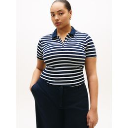 Tommy Hilfiger Curve Damen Poloshirt &raquo;CRV 1985 SLIM PIQUE POLO SS&laquo; in gro&szlig;en Gr&ouml;&szlig;en, aus Pique Qualit&auml;t blau 48
