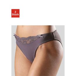 Nuance By Lascana Damen Nuance by Lascana Slip Packung, mit Spitzeneinsatz vorne grau 44/46