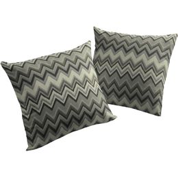 WIRTH Dekokissen &raquo;Benewitz&laquo; Kissenh&uuml;lle ohne F&uuml;llung, 2 St&uuml;ck gr&uuml;n Baumwolle, Polyester B/L: 40cm x 40cm, 2 Stk.