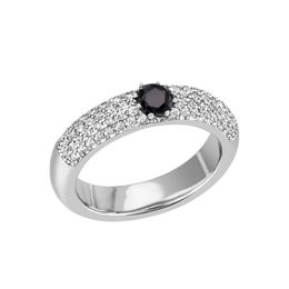 Firetti Damen Fingerring &raquo;Schmuck Geschenk Silber 925 Silberring Pav&eacute; Kreis rund&laquo; mit Zirkonia (synth.) schwarz 54, Silber 925 (Sterlingsilber), 4,8mm