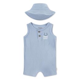 Huggies Babywear M&auml;dchen HUGGIES babywear Neugeborenen-Geschenkset &raquo;HUGB ROMPER + HAT ATTACHMENT&laquo; Set, 2 mit passendem Hut, aus Baumwolle blau 6 (18M/