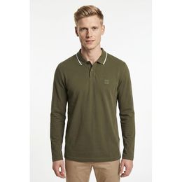 BOSS Orange Herren BOSS Orange Langarm-Poloshirt Regular Fit, reine Baumwolle, BOSS-Label gr&uuml;n M
