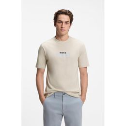 BOSS Orange Herren BOSS Orange T-Shirt &raquo;Te LogoTape Regular Fit&laquo; Rundhalsausschnitt, reine Baumwolle, Logo-Print beige 4XL