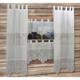 HOSSNER - ART OF HOME DECO Gardine &raquo;HIRSCH&laquo; Schlaufen 2 Stk. tlg. wei&szlig; Baumwolle 180cm, Schlaufen, 90cm