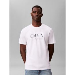Calvin Klein Herren T-Shirt Regular fit, mit Rundhalsausschnitt wei&szlig; L
