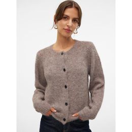 V&eacute;ro Moda Vero Moda Damen Strickjacke &raquo;VMNOVAH LS O-NECK BUTTON CARDI GA NOOS&laquo; Materialmix, regular fit braun XS