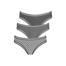 Lascana Damen Lascana Brasilslip 3er-Pack, aus elastischer Baumwolle mit weicher Spitze schwarz 48/50