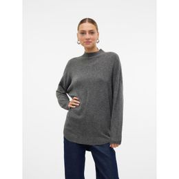 V&eacute;ro Moda Vero Moda Damen Strickpullover &raquo;VMPLAZA LS HIGHNECK LONG PULLOVER GA BOO&laquo; Materialmix, loose fit grau L