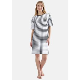 Tom Tailor Damen Tom Tailor Nachthemd gestreift, knielang, Halbarm, Rundhalsausschnitt, Baumwollmix 46, N-Gr