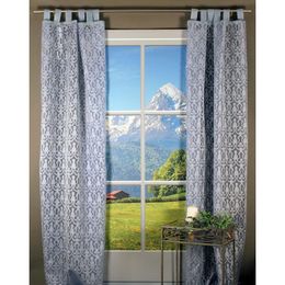 HOSSNER - ART OF HOME DECO Gardine &raquo;Blausee&laquo; Schlaufen 1 Stk. tlg. Schlaufenschal mit floralem Muster blau Baumwolle, Seide, Viskose 245cm, Schlaufen,