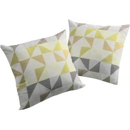 WIRTH Dekokissen &raquo;Berlare&laquo; Kissenh&uuml;lle ohne F&uuml;llung, 2 St&uuml;ck gr&uuml;n Baumwolle, Polyester B/L: 40cm x 40cm, 2 Stk.