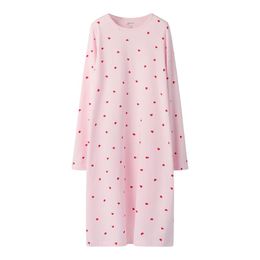 name it Kinder Nachthemd &raquo;NKFNIGHTGOWN HEARTS NOOS&laquo; aus Baumwollmischung, A-Linien-Passform, elastisches Jersey-Material 122/128, N-Gr
