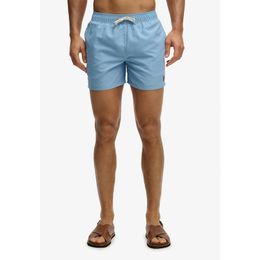 Superdry Herren Badeshorts &raquo;EMBROIDERED LOGO 15 SWIM SHORT&laquo; aus Polyester, modische Passform, unifarbenes Design, pflegeleicht blau S, N-Gr