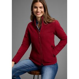 Polarino Damen Fleecejacke aus Teddy-Fleece, &Uuml;bergangsjacke rot 46