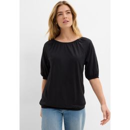bonprix Damen bonprix T-Shirt &raquo;Shirt aus reiner Baumwolle&laquo; Ballonform, lockere Passform, Halbarm-Design, aus reiner Baumwolle schwarz 40/42 (M)