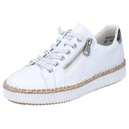 Rieker Damen Sneaker mit modischer Ziernaht, Freizeitschuh, Halbschuh, Schn&uuml;rschuh wei&szlig; 40
