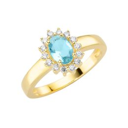 Firetti Damen Fingerring &raquo;Schmuck Geschenk Silber 925 Silberring Bl&uuml;te&laquo; mit Kristallstein, Zirkonia (synth.) blau 18, Silber 925 (Sterlingsilber), 
