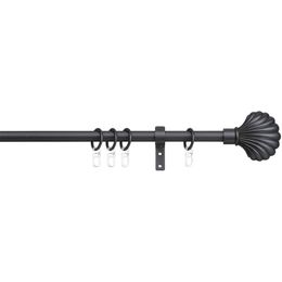 Indeko Gardinenstange &raquo;Volterra&laquo; &Oslash; 16 mm 1 l&auml;ufig-l&auml;ufig Fixma&szlig; Komplett-Set inkl. Ringen und Montagematerial schwarz Stahl B/L: 120cm &Oslash; 16mm, 1 Stk.,