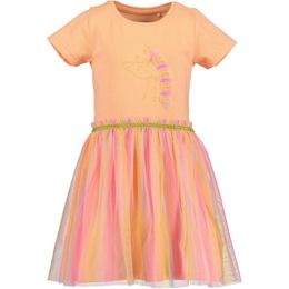 Blue Seven M&auml;dchen Jerseykleid 1 tlg. tlg. mit aufgesetztem T&uuml;llrock und tollem Frontmotiv orange 98, N-Gr
