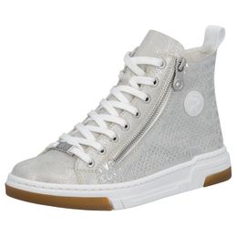 Rieker Damen Sneaker High Top-Sneaker, Freizeitschuh, Schn&uuml;rschuh mit Plateausohle grau 36