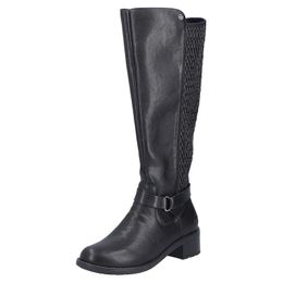 Rieker Damen Stiefel Langschaftstiefel, Stretchstiefel mit herausnehmbarer Innensohle schwarz 42, Normalschaft
