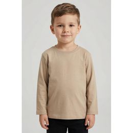 name it Jungen Langarmshirt &raquo;NMMVOBBO LS NREG TOP NOOS&laquo; in Basic-Form beige 80