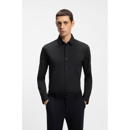 BOSS Herren BOSS Businesshemd &raquo;HANK&laquo; Kentkragen, Slim Fit, Baumwoll-Mix mit Performance-Stretch schwarz 43, N-Gr