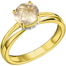 Firetti Damen Goldring &raquo;Schmuck Geschenk Gold 375 Fingerring Ring&laquo; mit Rosenquarz, Zirkonia (synth.) rosa 52, Gelbgold 375, 3mm