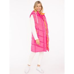 Zwillingsherz Damen Steppweste &raquo;"Strandgl&uuml;ck"&laquo; seitlicher Print, Kapuze, Taschen, modisch, Kontrastdetails pink XXL