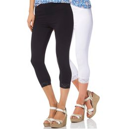 Boysen's Boysen's Damen Leggings mit Spitze schwarz-wei&szlig; 52 (XXL), N-Gr
