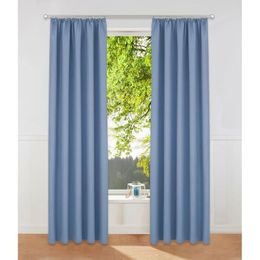 OTTO home Vorhang &raquo;Parry&laquo; Kr&auml;uselband 2 Stk. tlg. 2-er Set, blickdicht, monochrom, basic, einfarbig, Bestseller blau Polyester, Recyceltes Material 