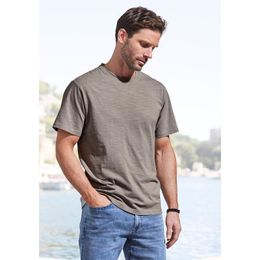 John Devin Herren T-Shirt &raquo;mit Slub-Garn Struktur&laquo; aus leichter, strukturierter Baumwollqualit&auml;t grau M (48/50)