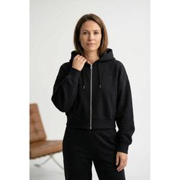 Calvin Klein Jeans Damen Sweatjacke &raquo;LS MONOGRAM TERRY CROP RELAXED F&laquo; Regular fit mit Kapuze mit Kordelzug XS (36)
