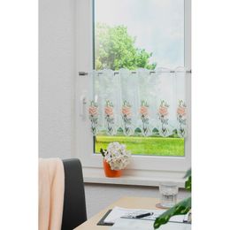 Stickereien Plauen Panneaux &raquo;Nadia&laquo; Stangendurchzug 1 Stk. tlg. wei&szlig; Voile, Polyester 40cm, Stangendurchzug, 95cm