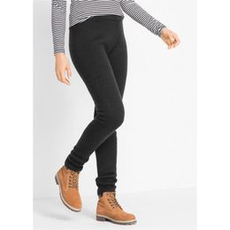 bonprix Damen bonprix Thermoleggings aus Kunstfaser, mit angerautem Innenmaterial, Skinny Fit schwarz 48/50 (XL), N-Gr