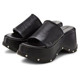 French Connection Damen Pantolette &raquo;Mule, Sandale, offener Schuh, Lederpantolette, Sommerschuhe&laquo; aus Leder mit modischer Plateausohle und Nieten 