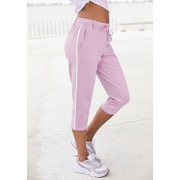 Lascana Damen Lascana Caprihose mit seitlichen Streifen, Loungewear rosa 32, N-Gr