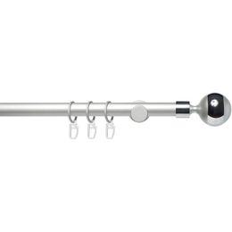Liedeco Gardinenstange &raquo;Fertigstilgarnitur 20 mm Power Kugel mit Ring&laquo; &Oslash; 2 mm 1 l&auml;ufig-l&auml;ufig Fixma&szlig; Gardinenstange Komplett grau Eisen B/L: 200cm &Oslash; 2mm, 1 